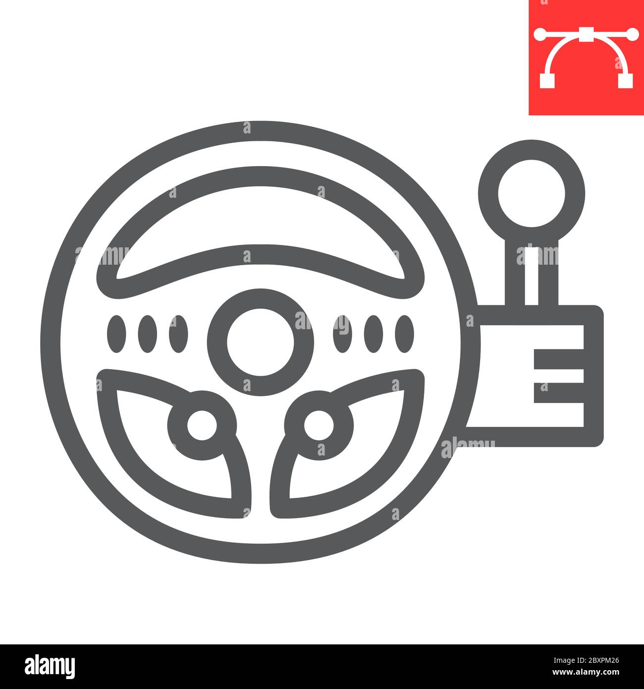 Game steering wheel line icon, video games and simulator, racing ...