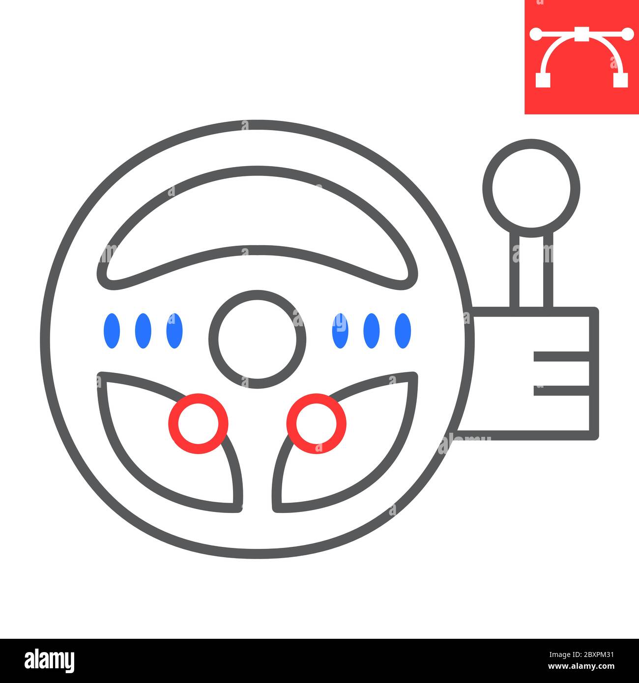 Game steering wheel color line icon, video games and simulator, racing ...