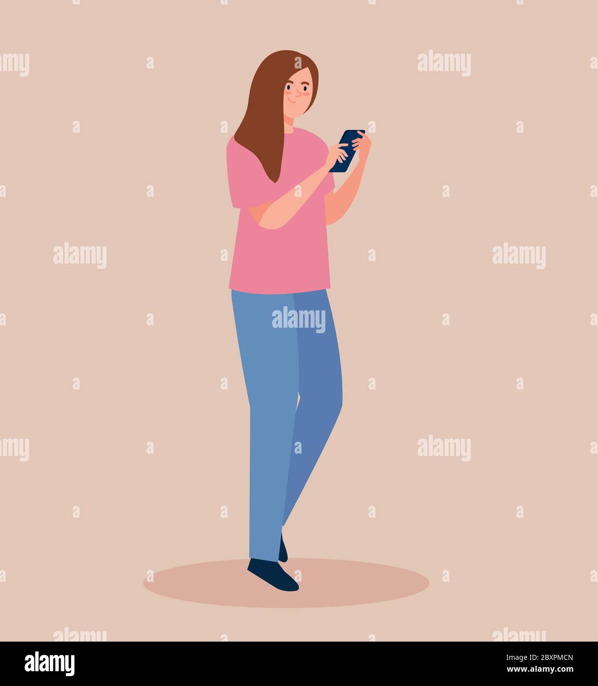 young woman using smartphone avatar character Stock Vector Image & Art ...