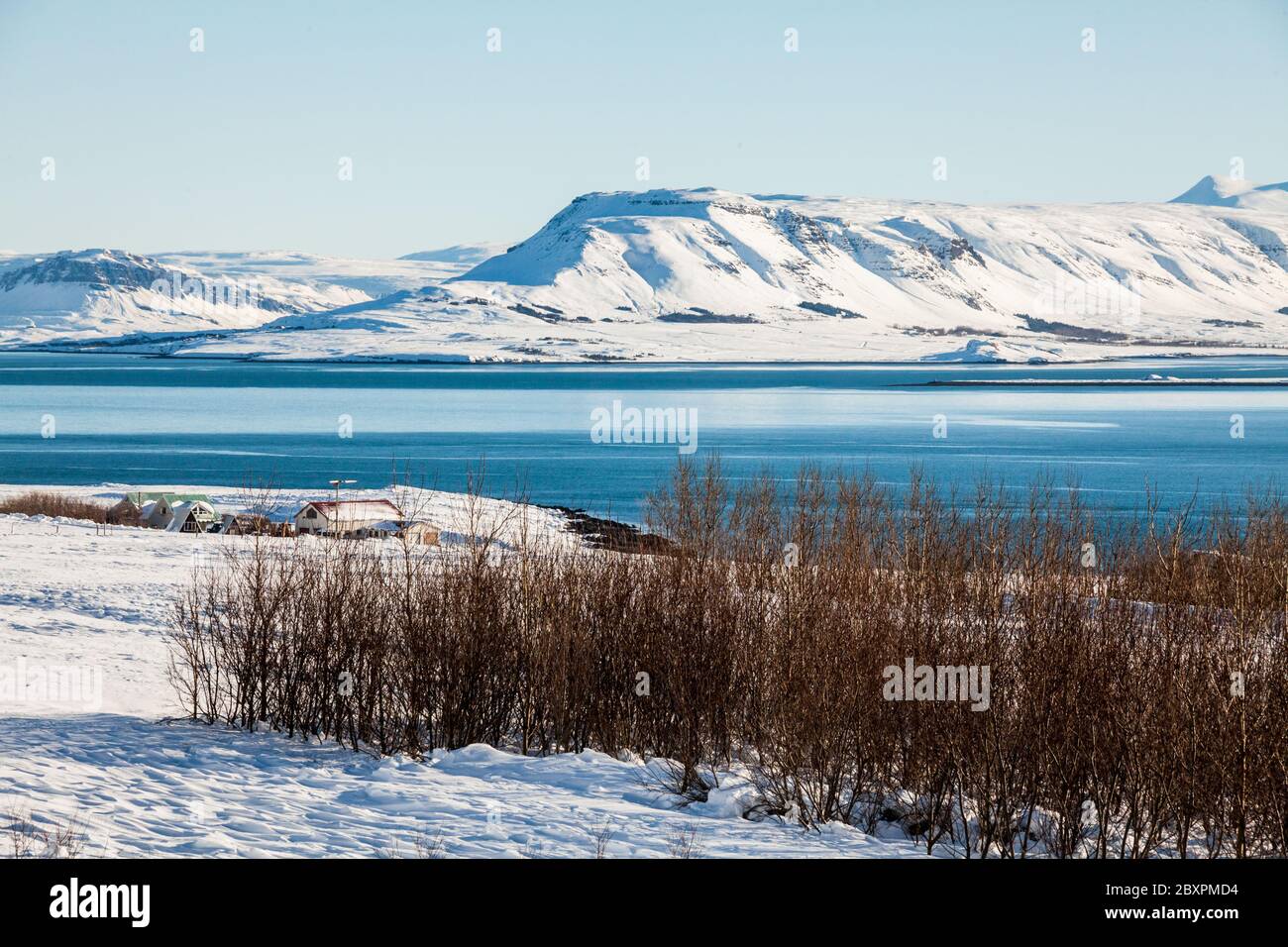Borgarnes view during winter which is a town located on a peninsula at ...