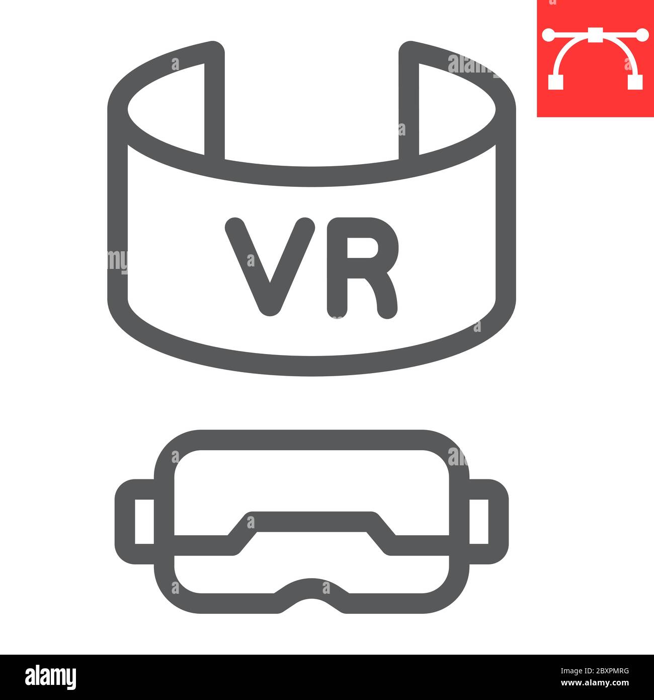 Virtual reality headset line icon, video games and vr glasses, vr ...