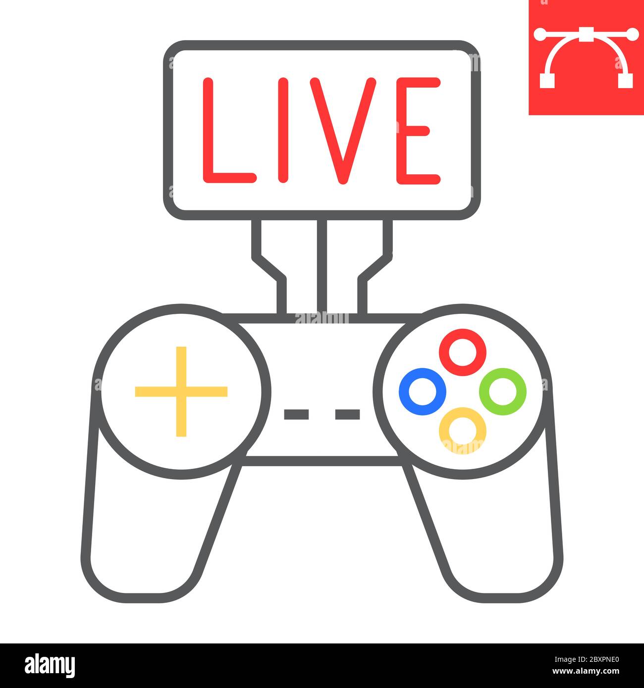 Game streaming color line icon, video games and stream, live stream ...