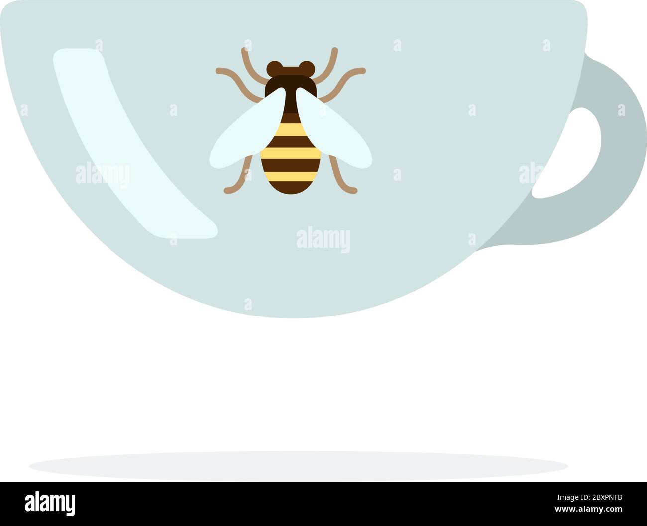 Mug with the image of a bee vector flat material design isolated object ...