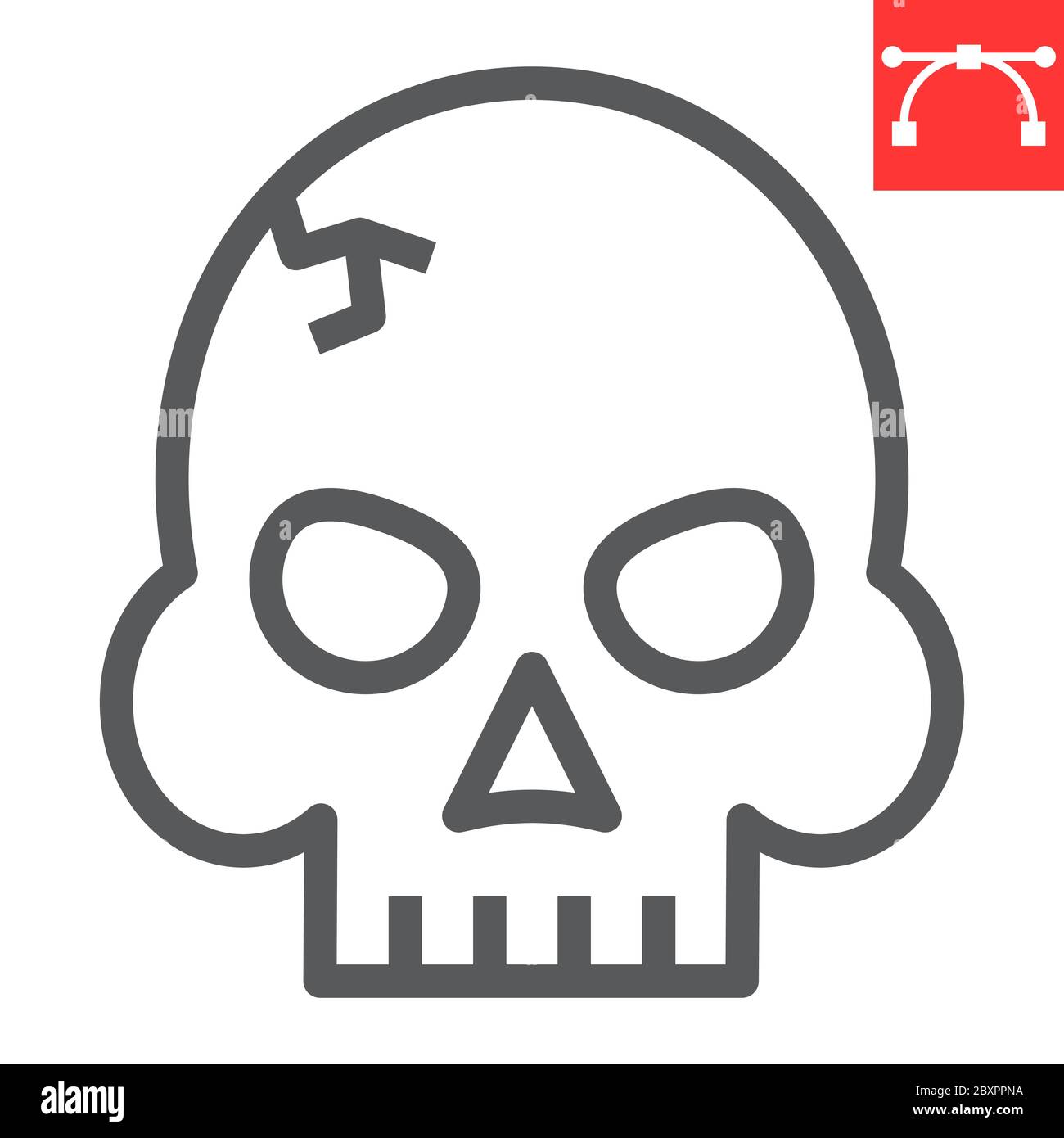 Skull line icon, video games and death, horror game sign vector ...