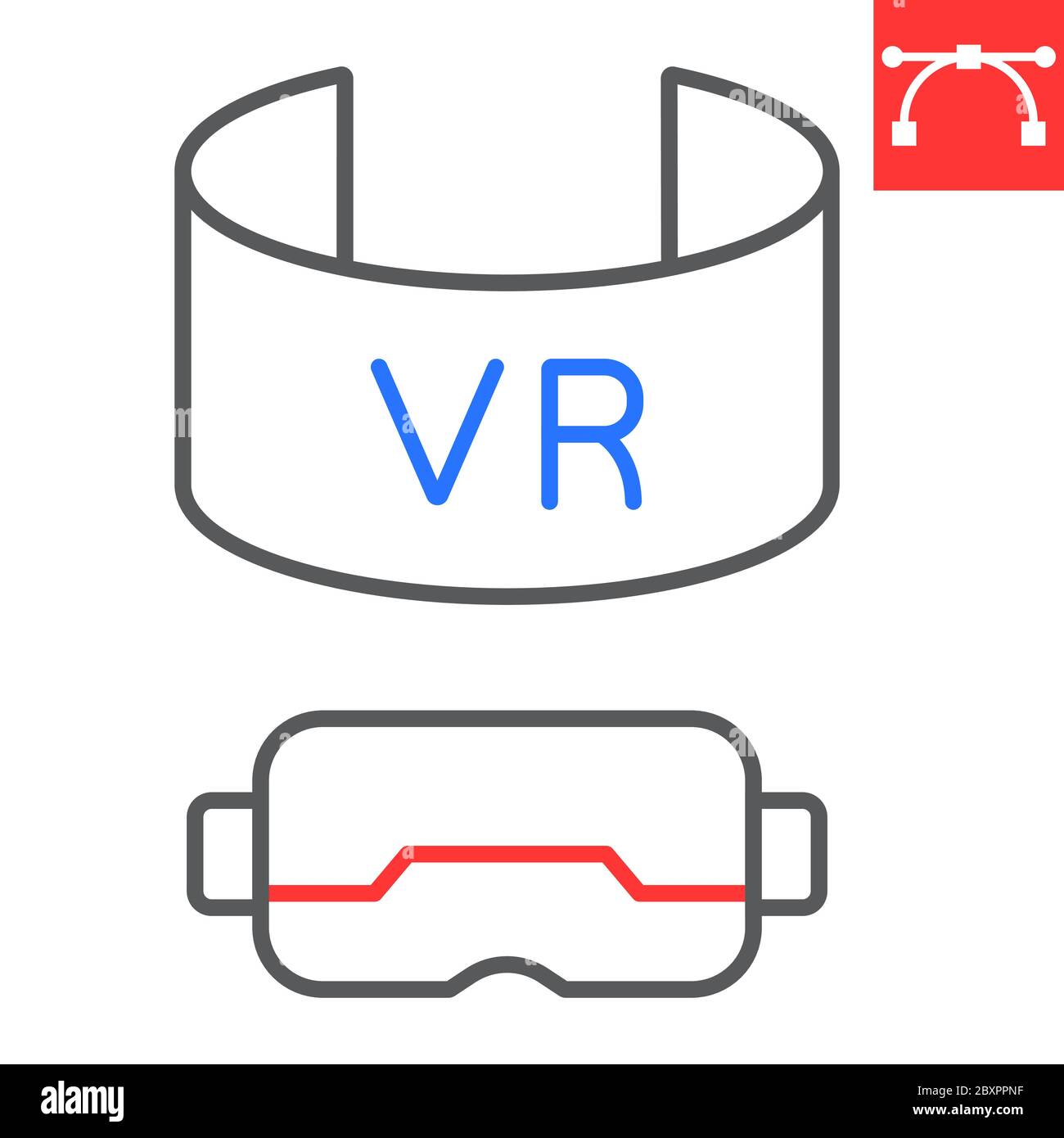 Virtual reality headset color line icon, video games and vr glasses, vr ...