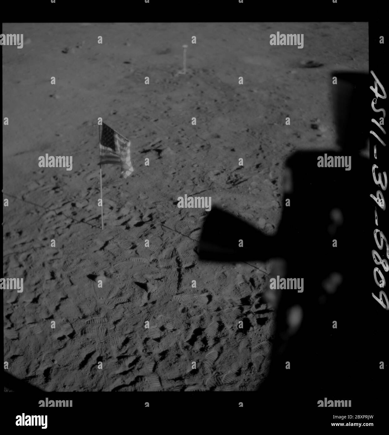 AS11-39-5809 - Apollo 11 - Apollo 11 Mission image - Shadow of Lunar ...