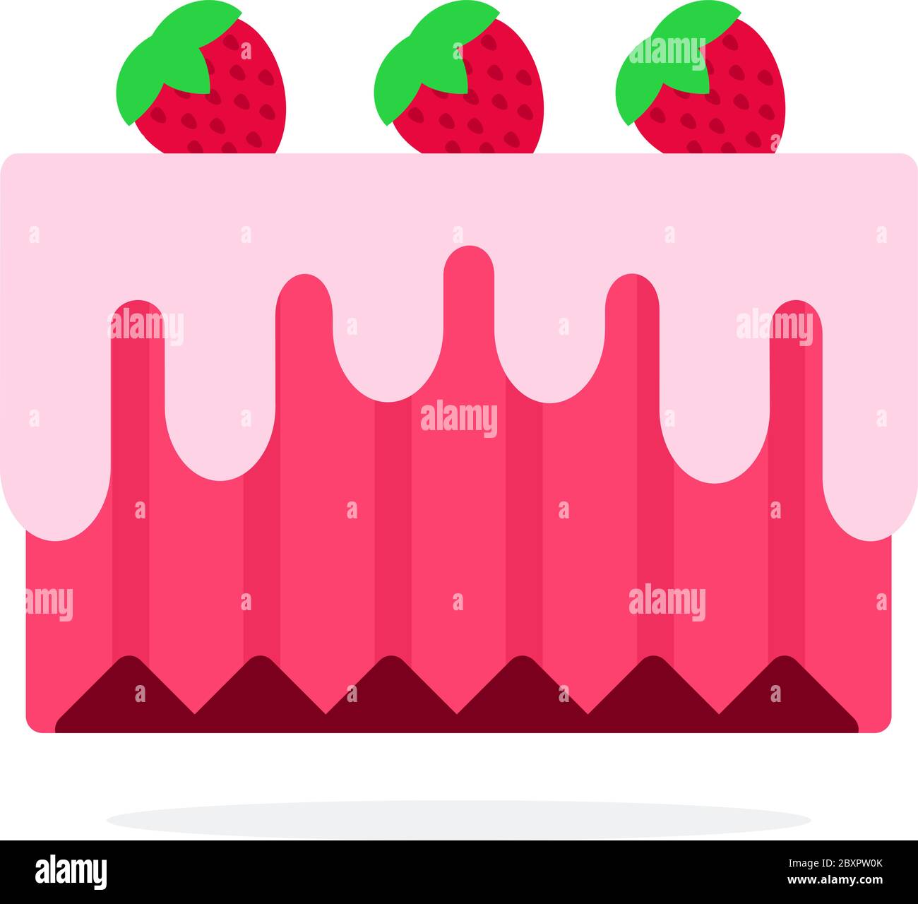Strawberry cake vector flat material design isolated object on white ...