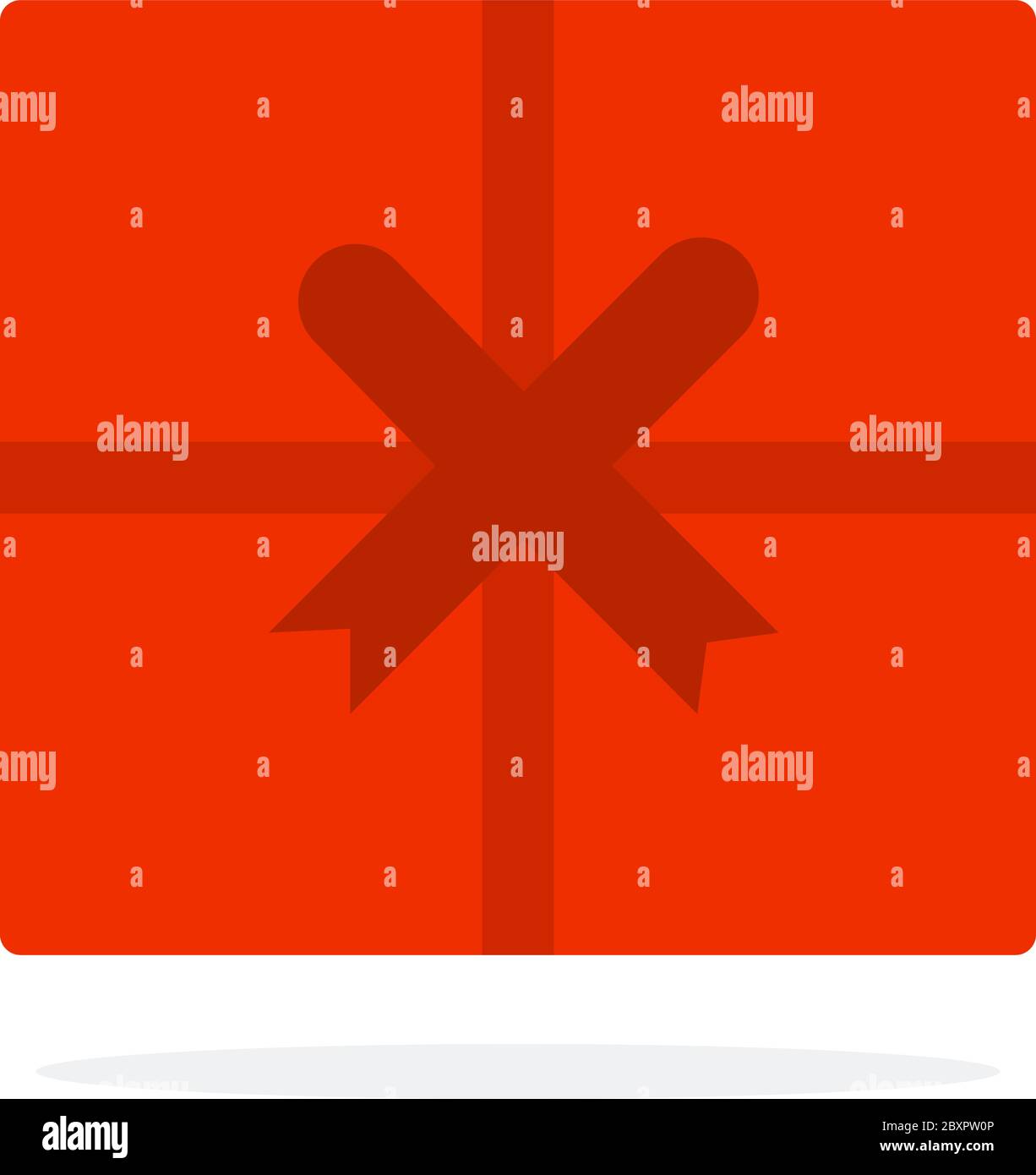 Gift box top view vector flat material design isolated object on white ...