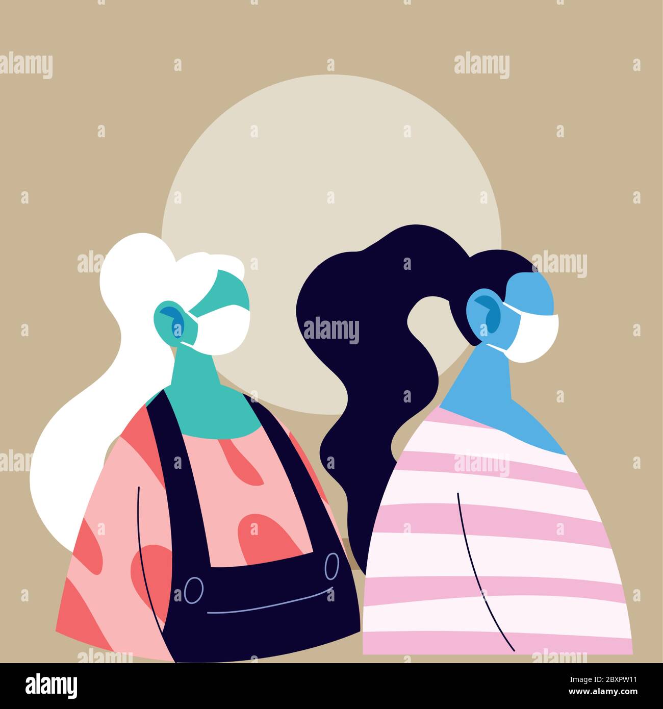 Women cartoons with masks design of Medical care health and emergency ...