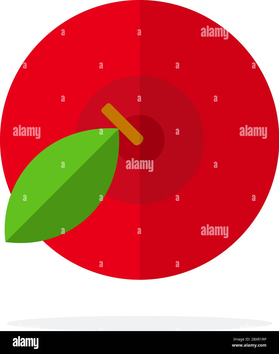 Red apple view from above vector flat material design isolated object ...