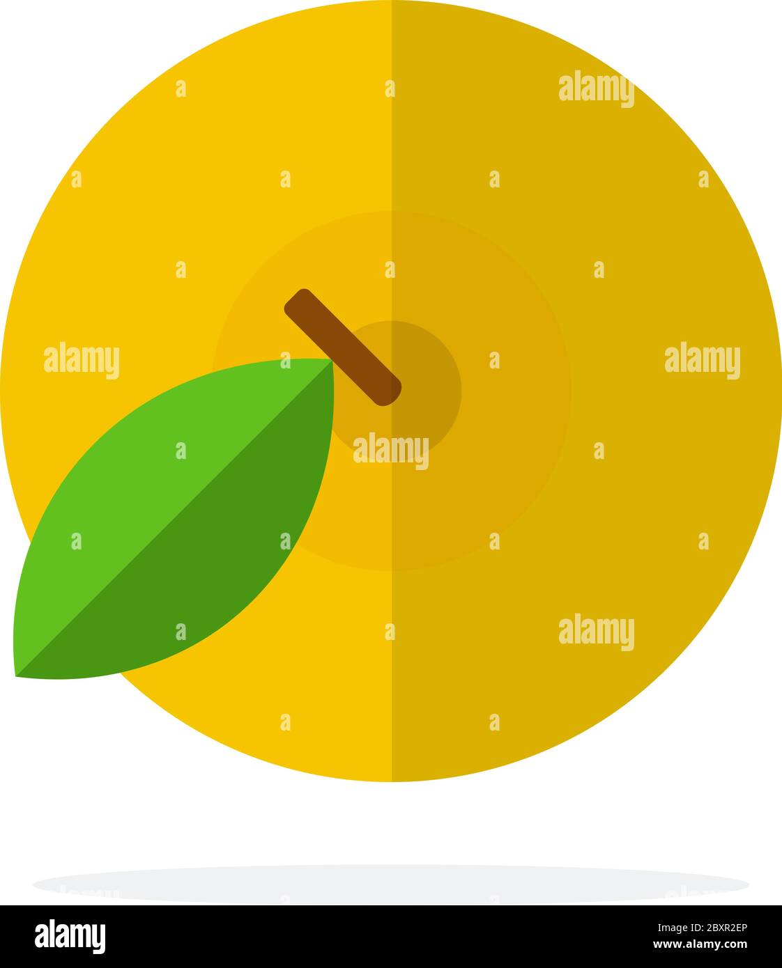 Yellow apple view from above vector flat material design isolated ...