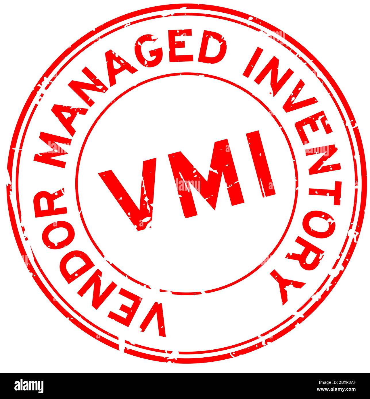 Grunge red VMI (abbreviation of vendor managed inventory) word round ...
