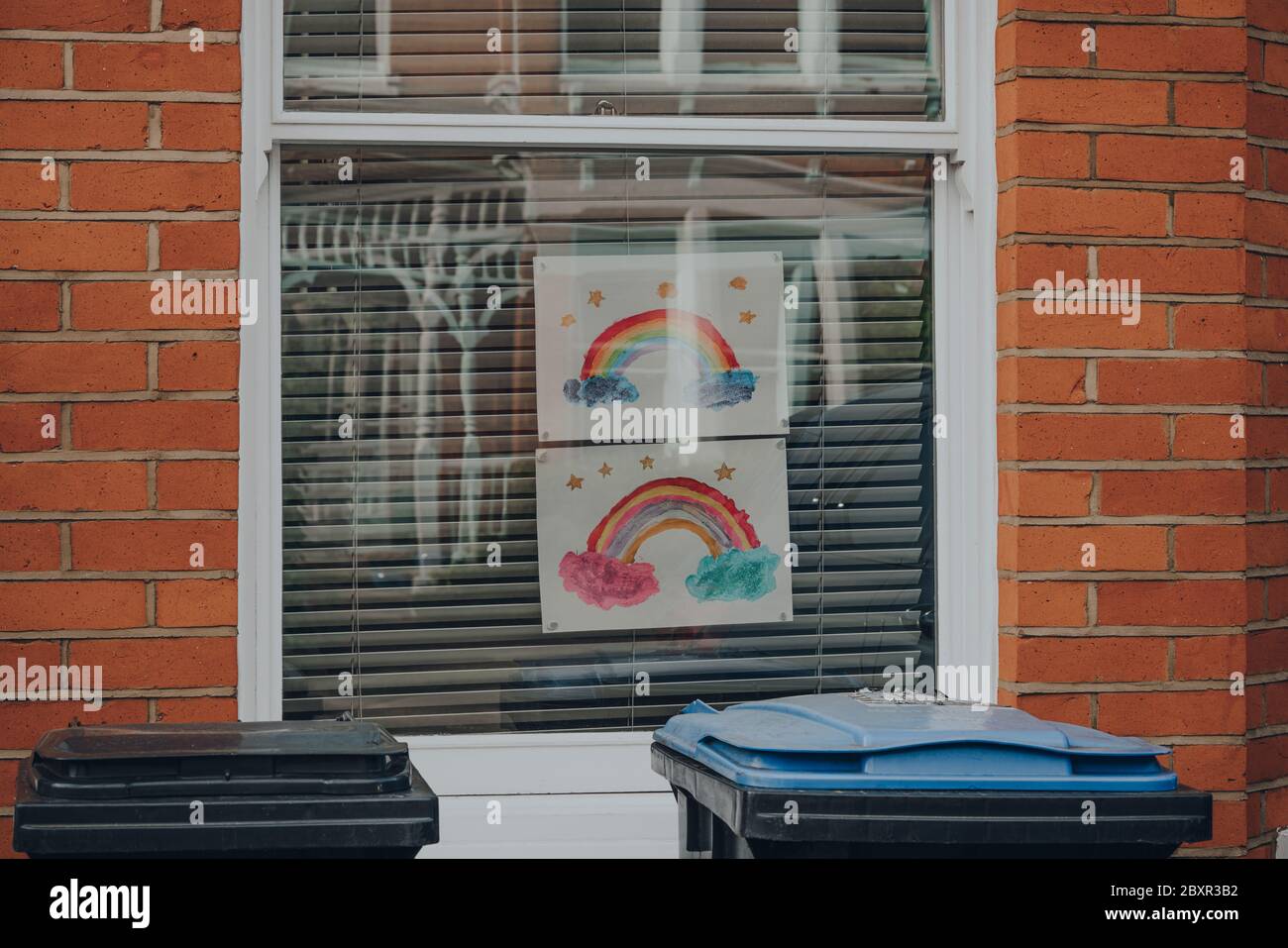 London, UK - May 30, 2020: Rainbow signs publicly displayed in front ...