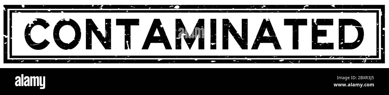 Grunge black contaminated word square rubber seal stamp on white ...