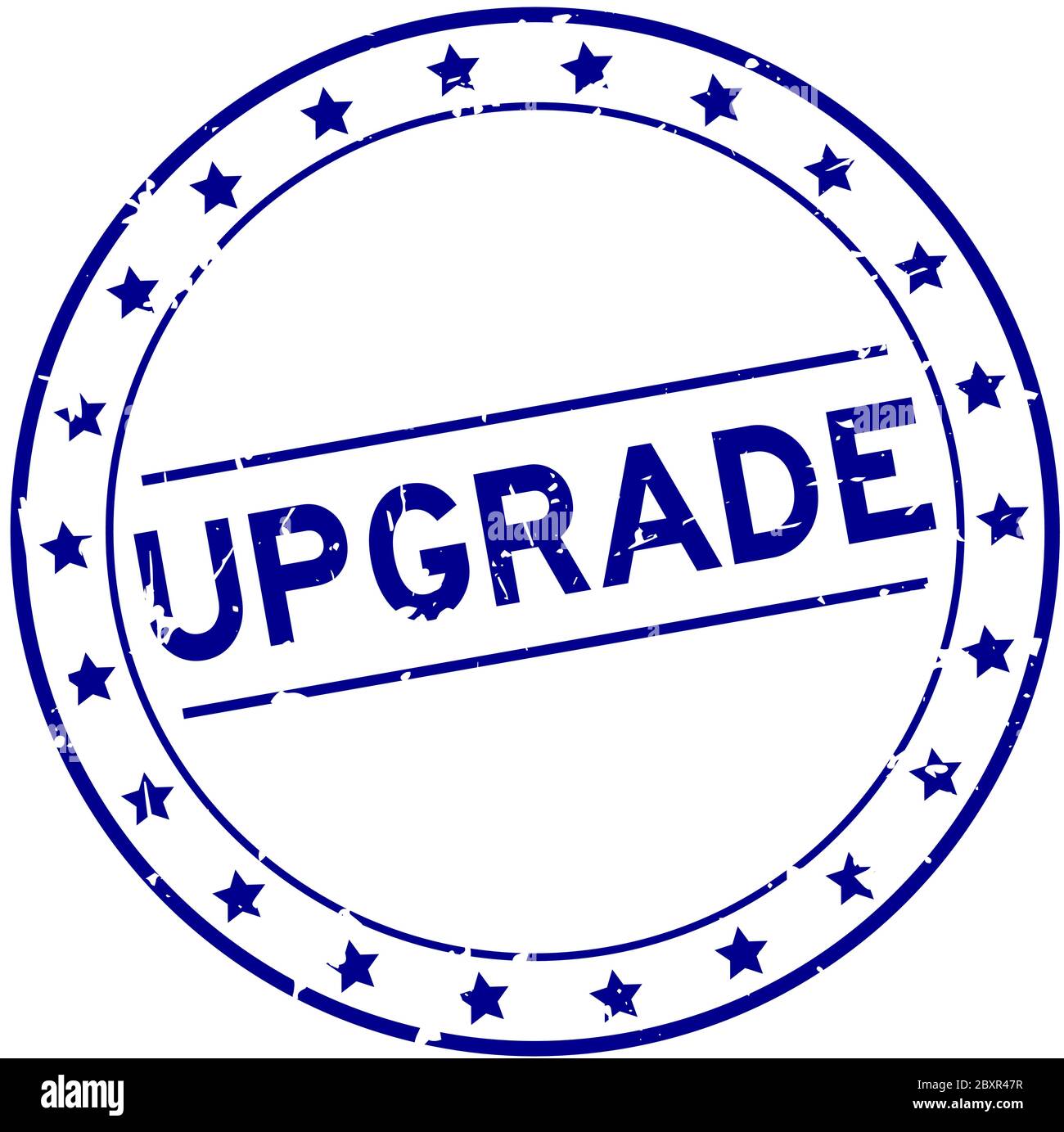 Grunge blue upgrade word round rubber seal stamp on white background Stock Vector Image & Art ...