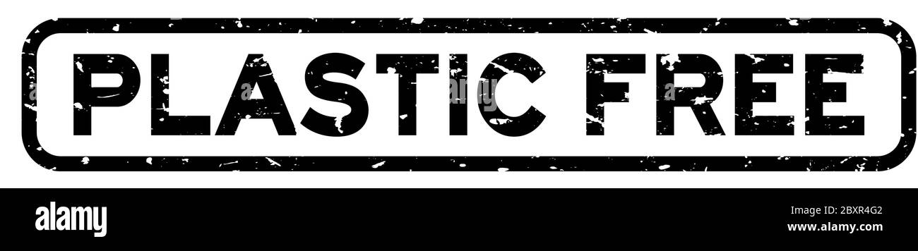 Grunge black plastic free word square rubber seal stamp on white ...