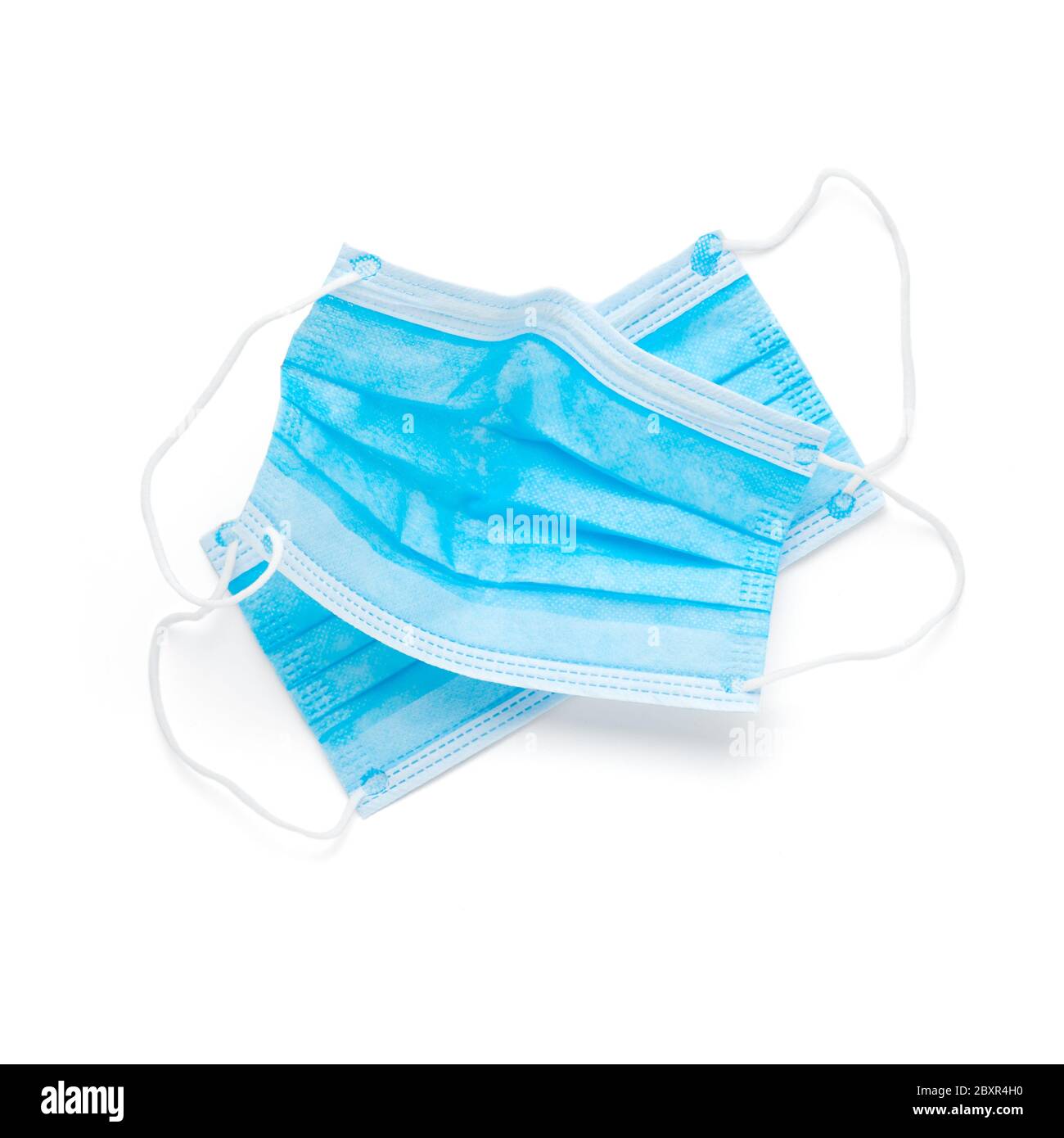 Blue medical mask top view isolated on white background Stock Photo - Alamy
