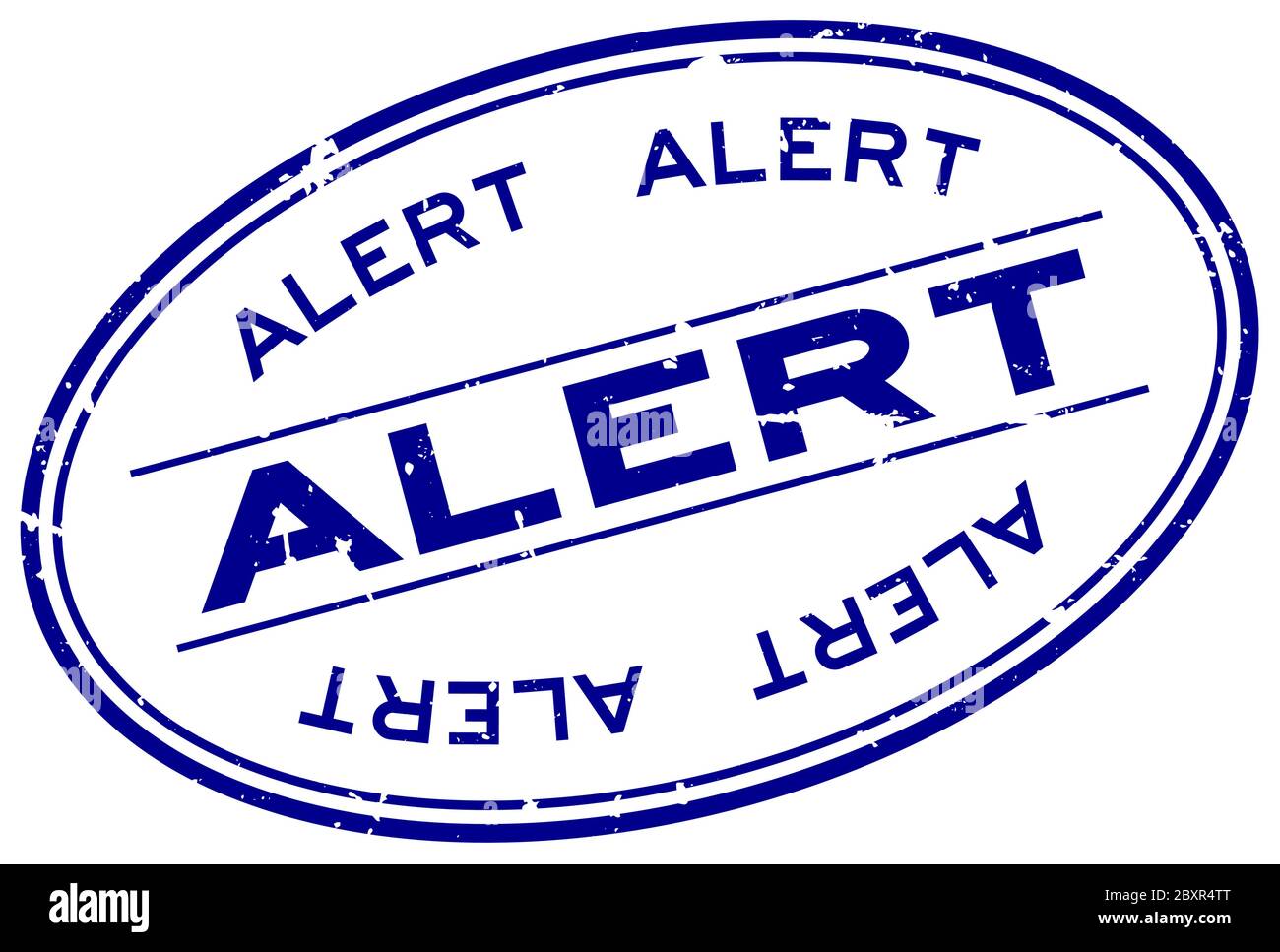 Grunge blue alert word oval rubber seal stamp on white background Stock ...