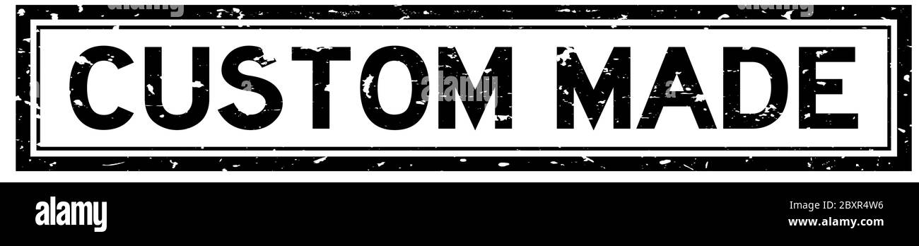 Grunge black custom made word square rubber seal stamp on white ...