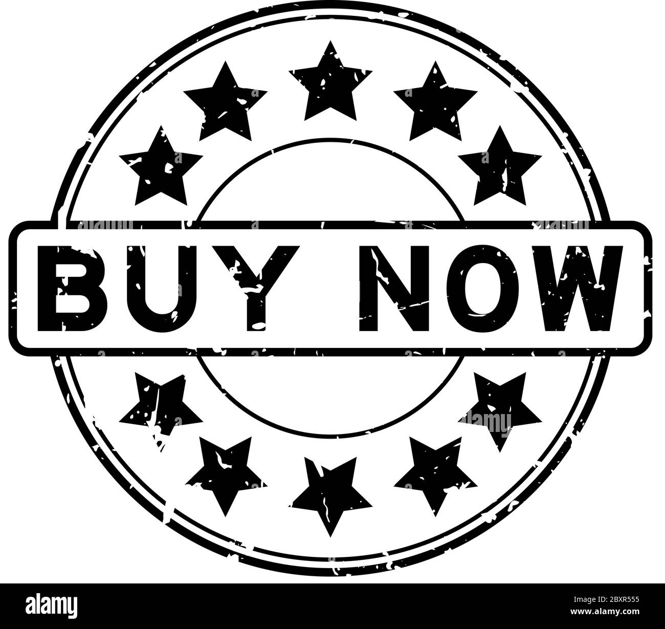 Grunge black buy now word round rubber seal stamp on white background ...