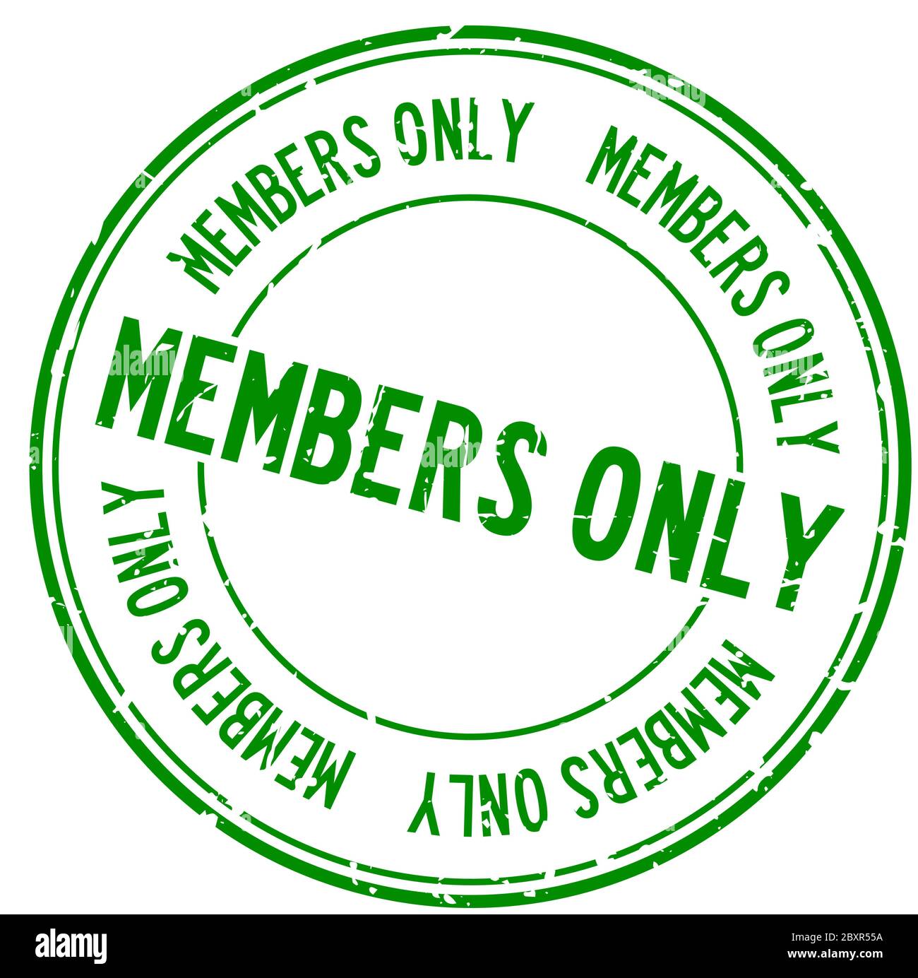 Grunge green members only word round rubber seal stamp on white ...