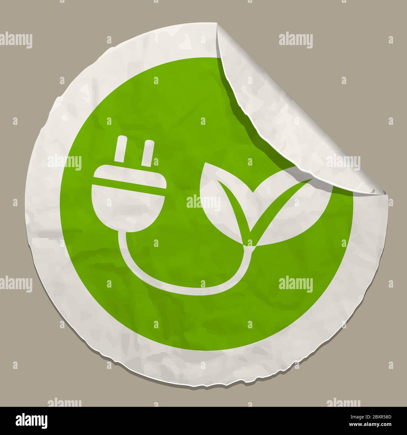 green energy symbol realistic paper sticker with curved edge Stock ...