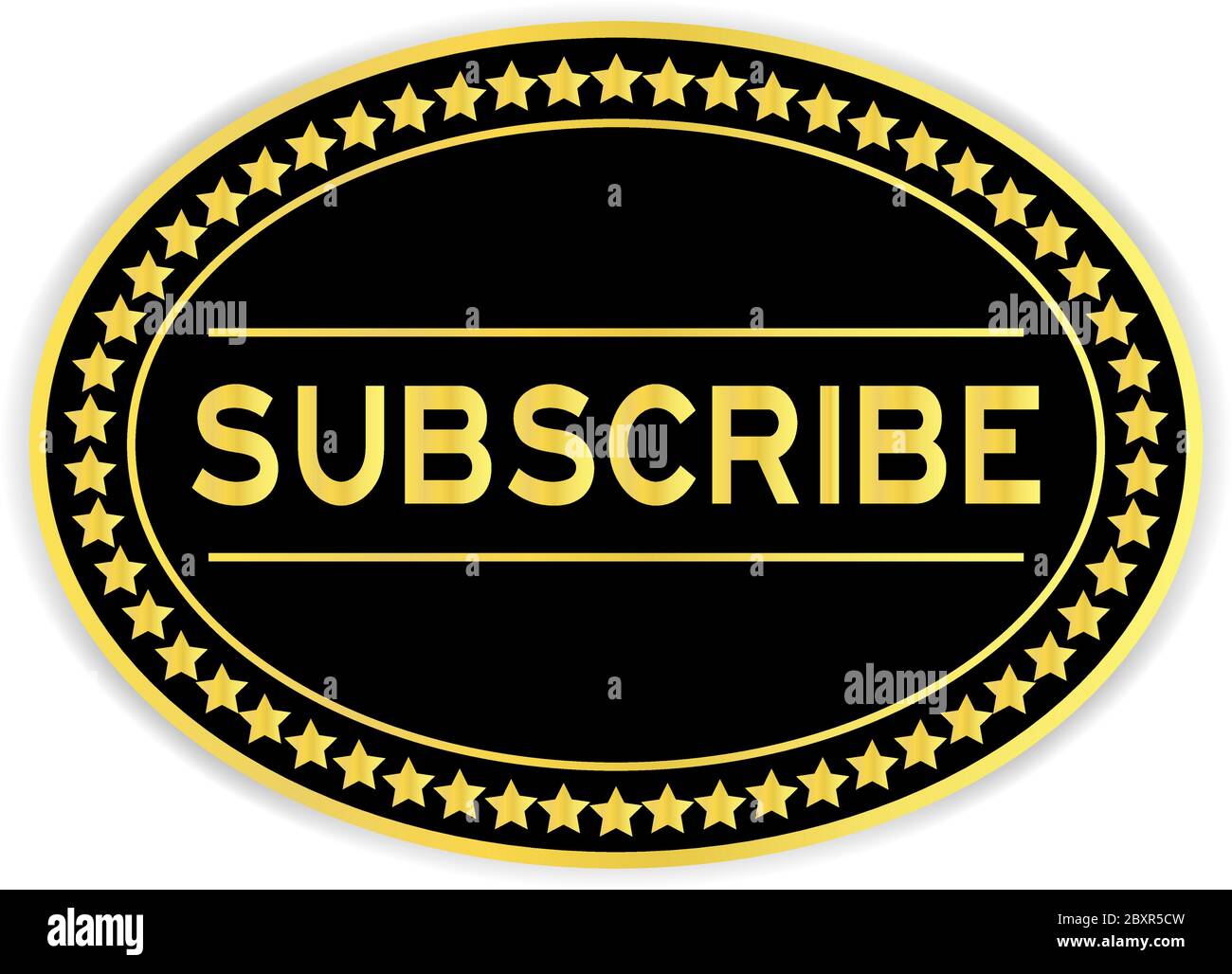 Gold oval label sticker with word subscribe on white background Stock ...