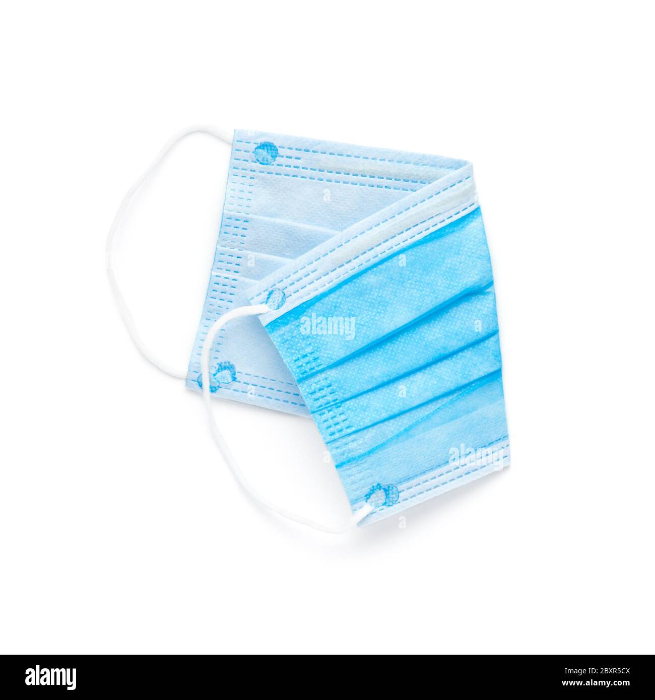 Blue medical mask top view isolated on white background Stock Photo - Alamy