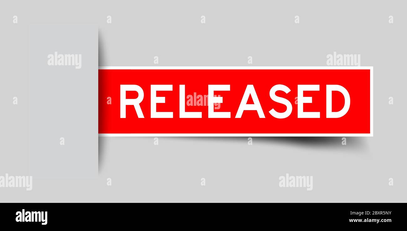 Square seal red color sticker in word released insert on gray ...