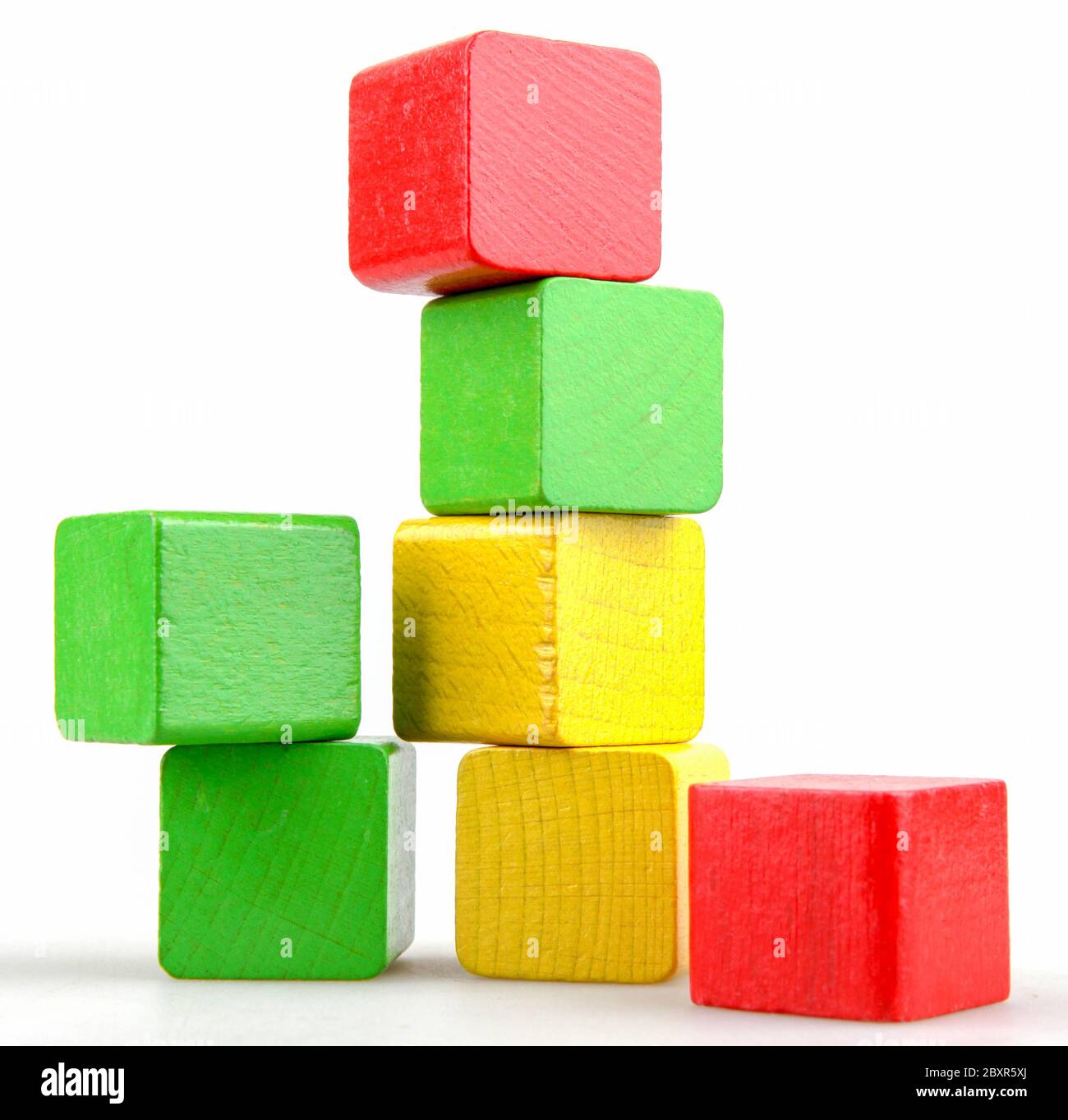 Wooden Building Blocks Isolated On White Background Stock Photo - Alamy
