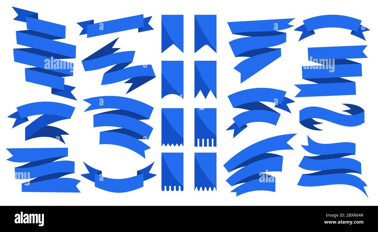 Blue flags ribbons set Stock Vector Image & Art - Alamy