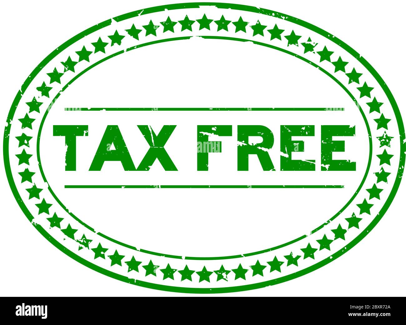 Grunge green tax free word oval rubber seal stamp on white background ...