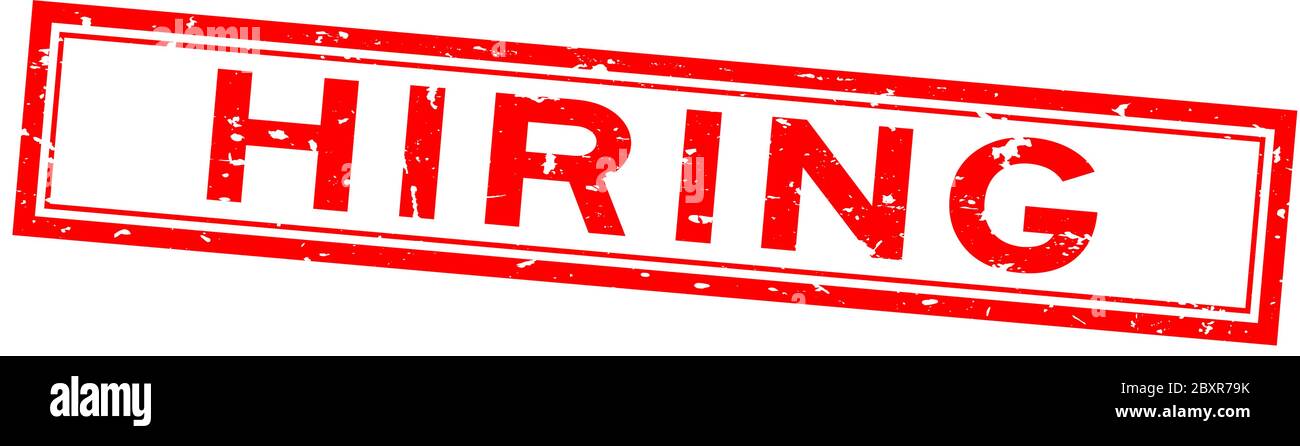 Grunge red hiring word square rubber seal stamp on white background ...