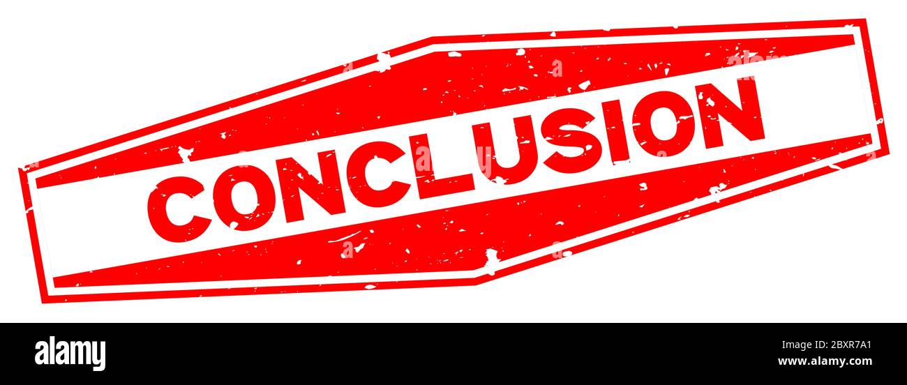 Grunge red conclusion word hexagon rubber seal stamp on white ...