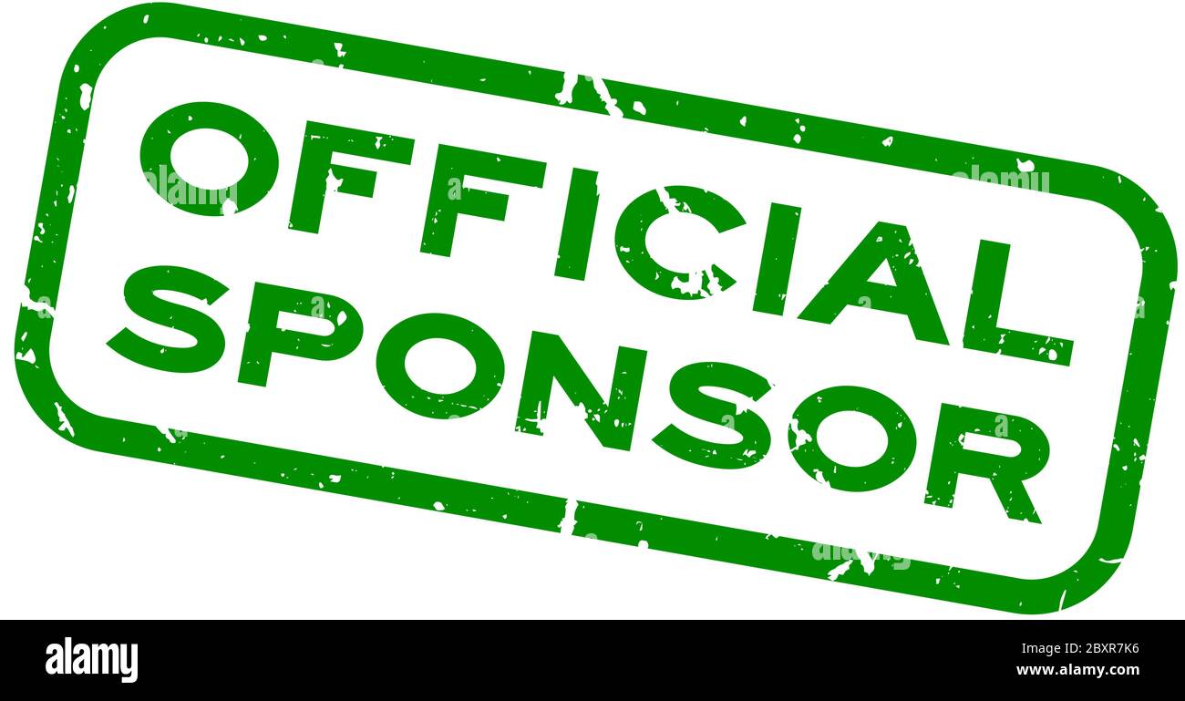 Grunge green official sponsor word square rubber seal stamp on white ...
