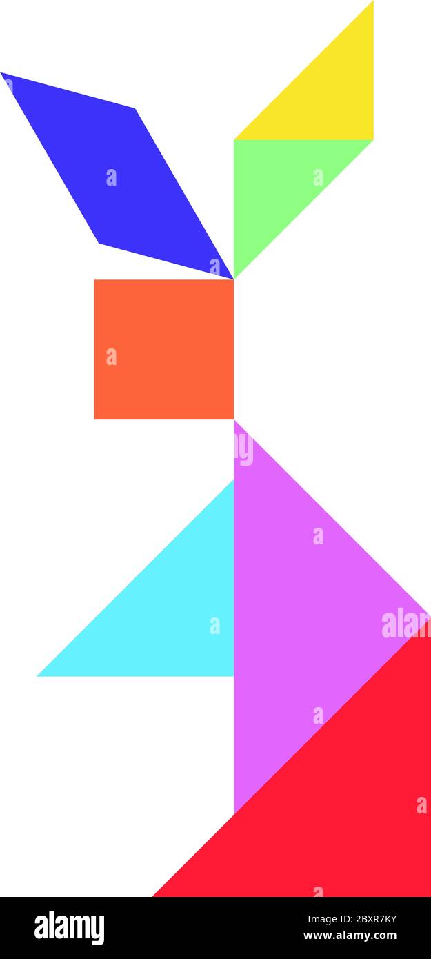 Tangram puzzle in rabbit shape on white background (Vector Stock Vector ...