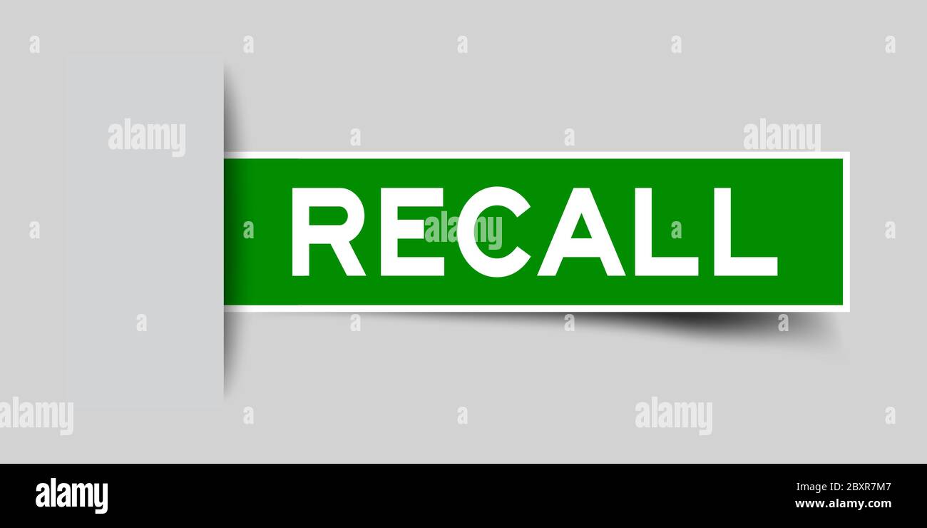 Square seal green color sticker in word recall insert on gray ...