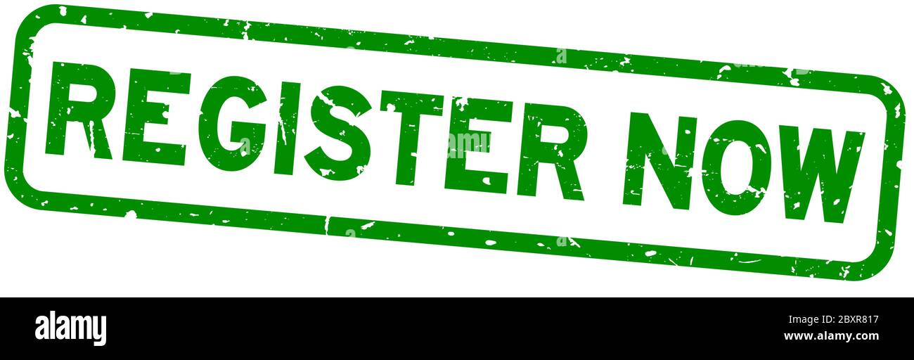 Grunge register now word rubber seal stamp on white background Stock ...