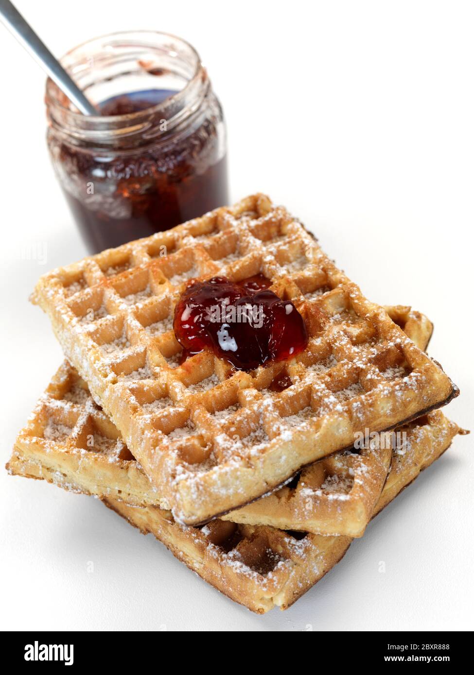 Breakfast waffles isolated against a white background Stock Photo - Alamy