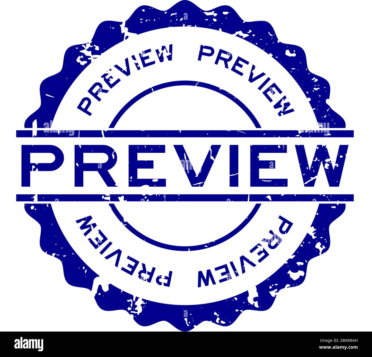 Grunge blue preview word round rubber seal stamp on white background Stock Vector Image & Art ...