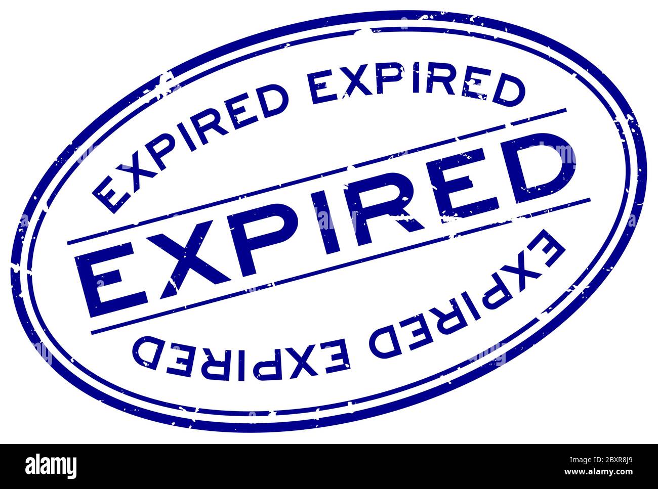 Grunge blue expired word oval rubber seal stamp on white background ...