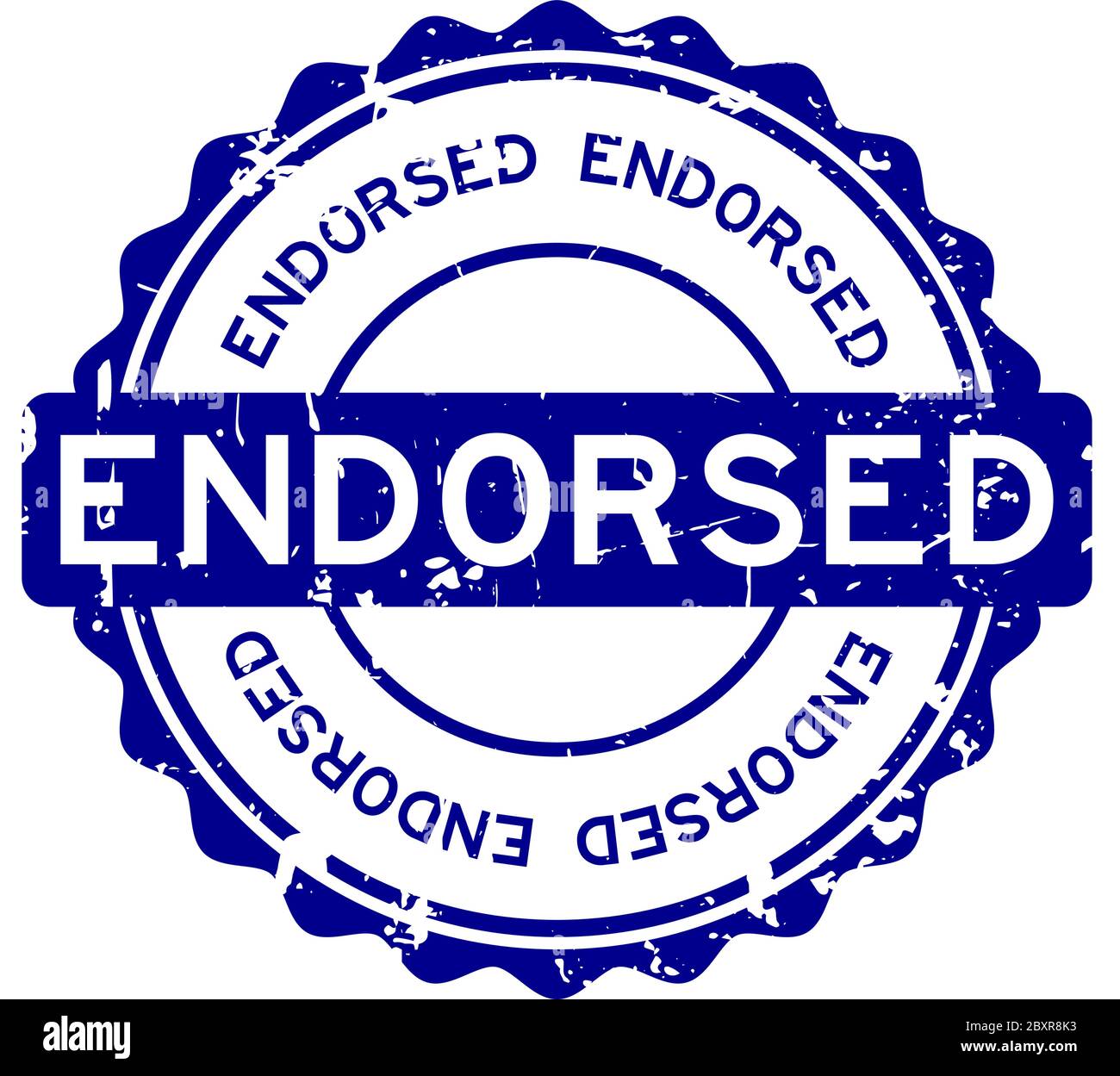 Grunge blue endorsed word round rubber seal stamp on white background ...