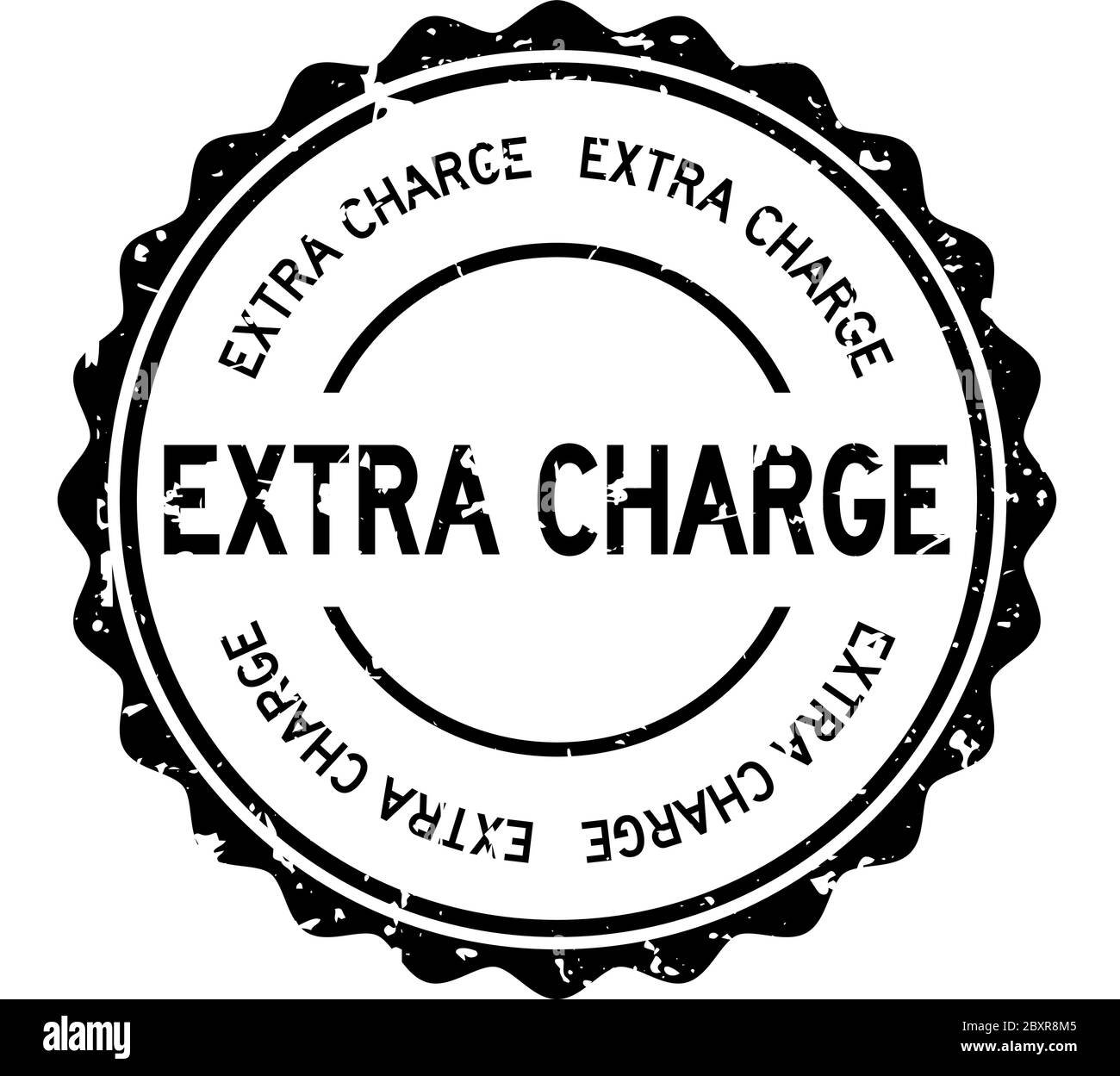 Grunge black extra charge word round rubber seal stamp on white ...