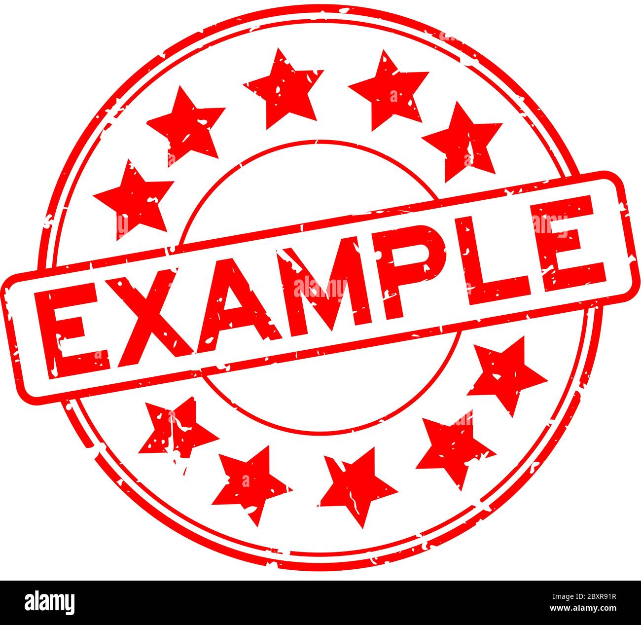 Grunge red example word with star icon round rubber seal stamp on white background Stock Vector ...