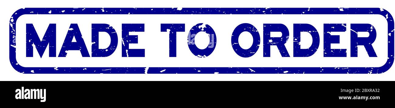 Grunge blue made to order word square rubber seal stamp on white ...