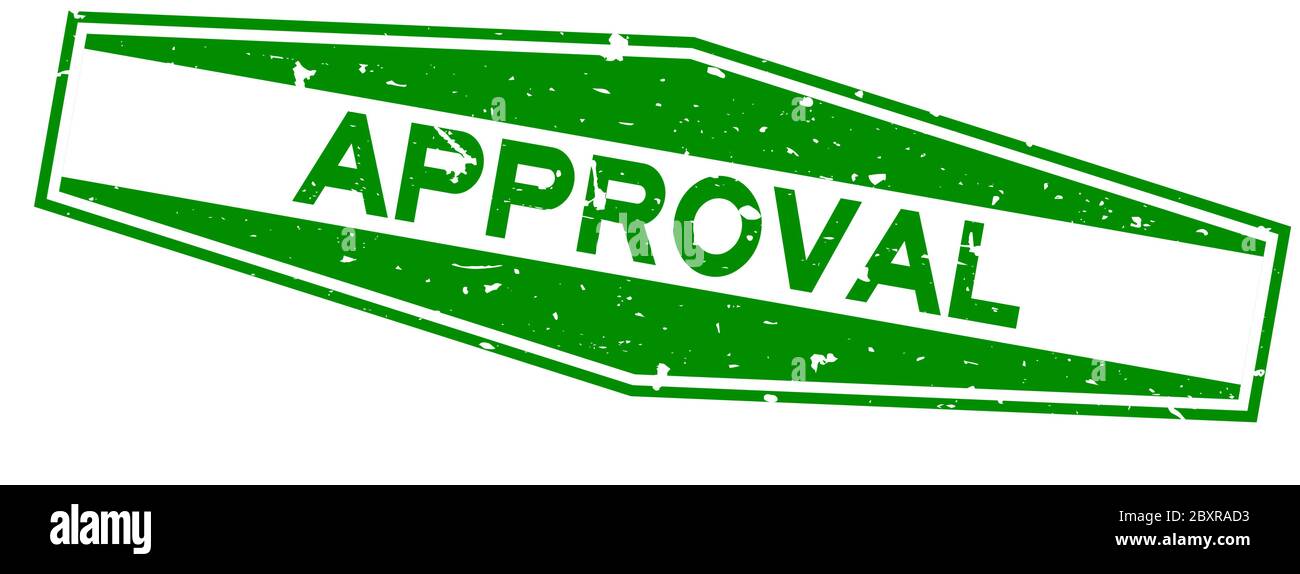 Grunge green approval word hexagon rubber seal stamp on white background Stock Vector Image ...