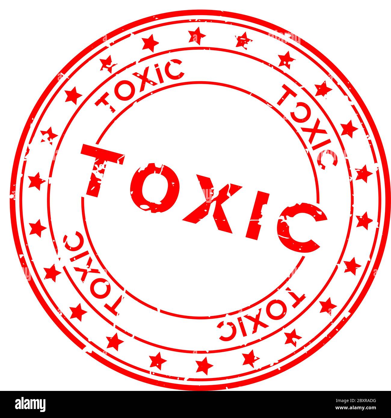 Grunge red toxic word round rubber seal stamp on white background Stock ...