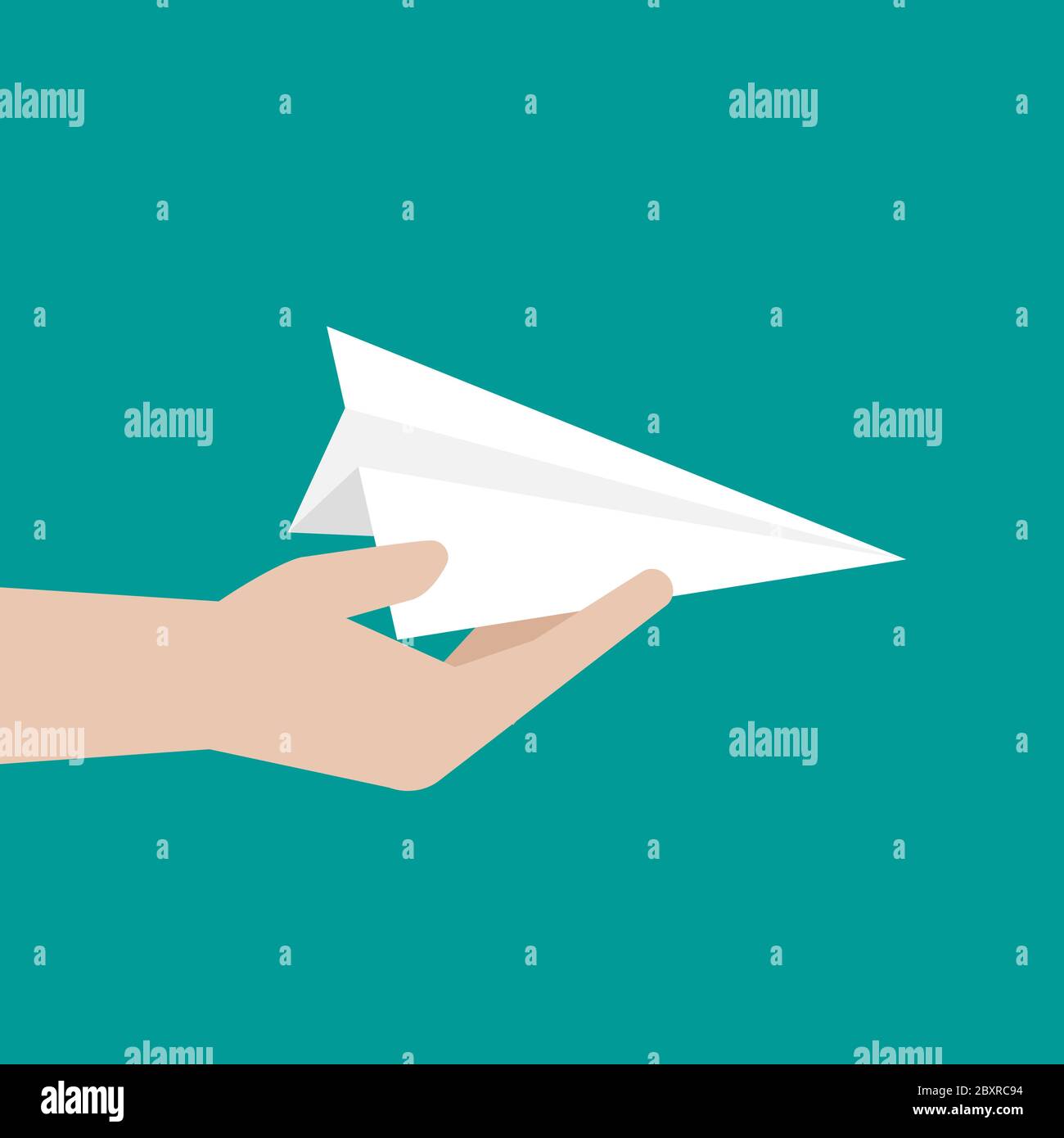Hand holding white paper air plane. letter, message, text. Dreams ...