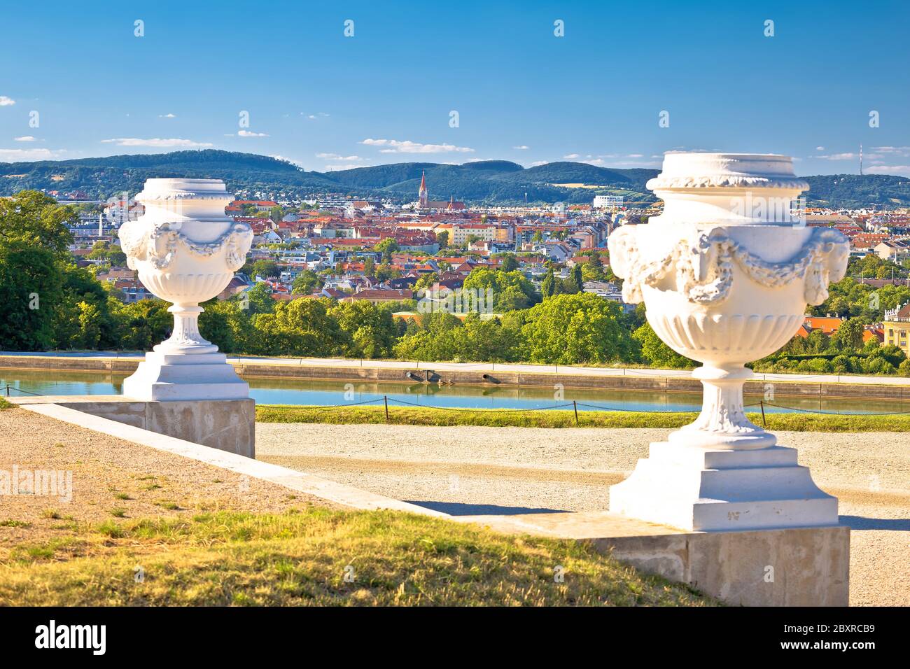 Vienna cityscape from Gloriette viewpoint above Schlossberg castle view ...