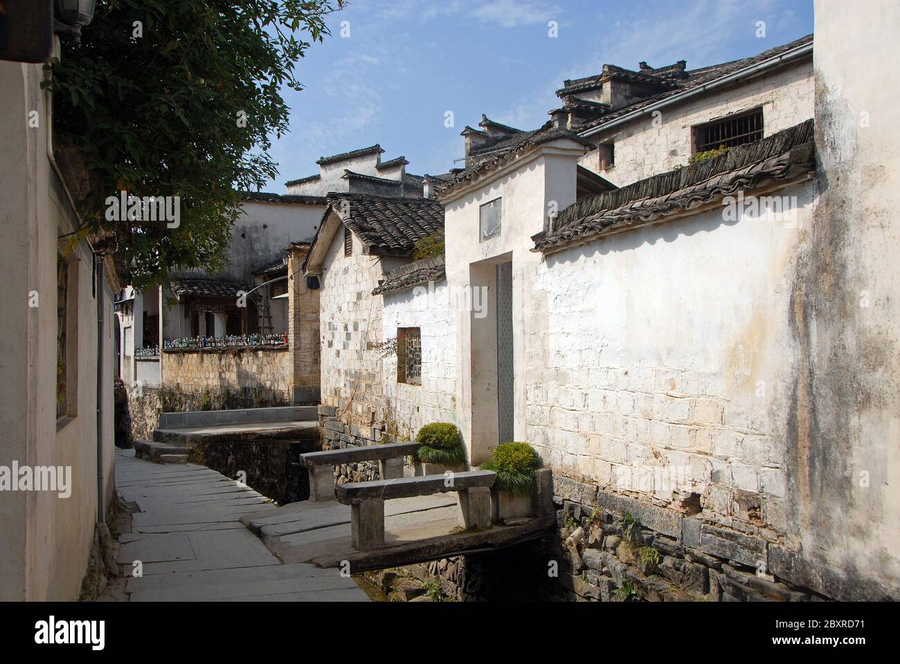 Xidi Ancient Town in Anhui Province, China. Local homes in a quiet ...
